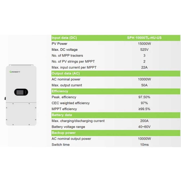 Growatt SPH 10000TL-HU-US 48V 10.0KW Split-Phase Hybrid Inverter ...